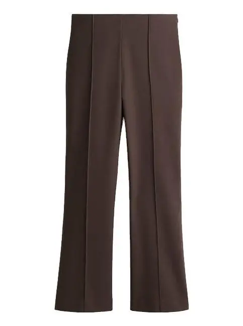 H&m Flared Crease-front Trousers - Dark Brown