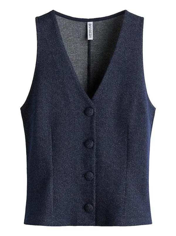 H&m Fitted Jersey Waistcoat With V-neckline - Dark Blue
