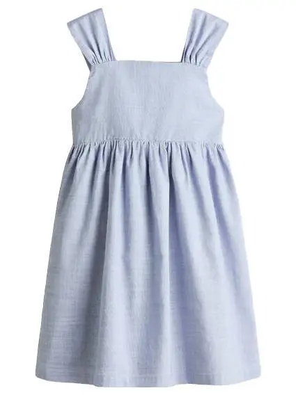 H&m Empire-line Cotton Dress With Square Neckline - Light Blue