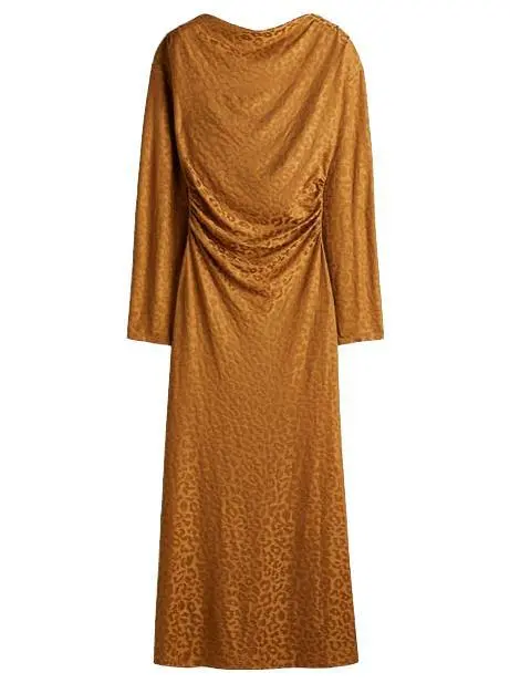 H&m Draped Leopard Print Midi Dress - Dark Beige