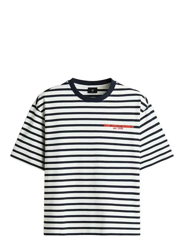 H&m Loose Fit Cotton T-shirt - White/striped