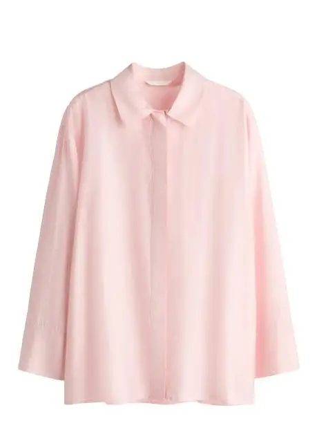 H&m Oversized Shirt In Viscose Blend - Light Pink