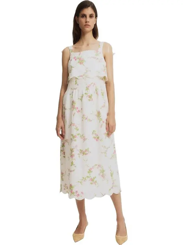 H&m Floral Print Maxi Nursing Dress With Tie-top Straps - Cream/floral