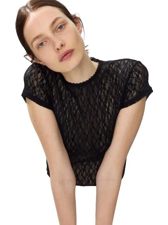 H&m Lace-look Jersey Thong Bodysuit - Black