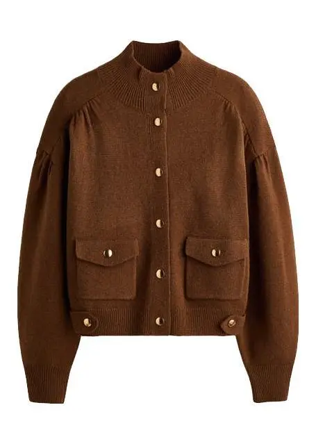 H&m Oversized Ribbed Cardigan With Press-stud Pockets - Brown
