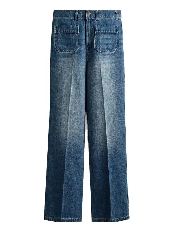 H&m High Waist Straight Leg Jeans - Denim Blue