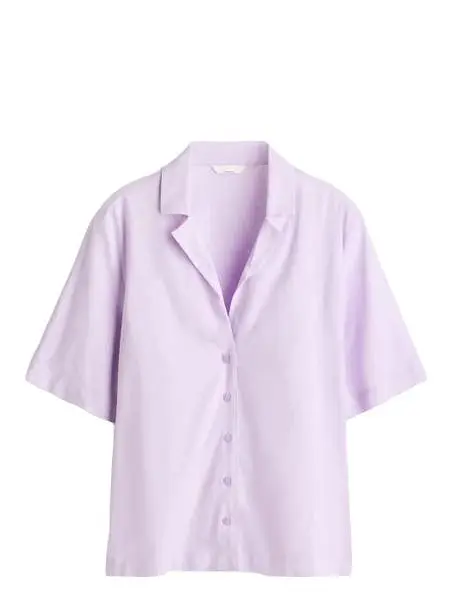 H&m Linen-blend Resort Shirt - Light Purple