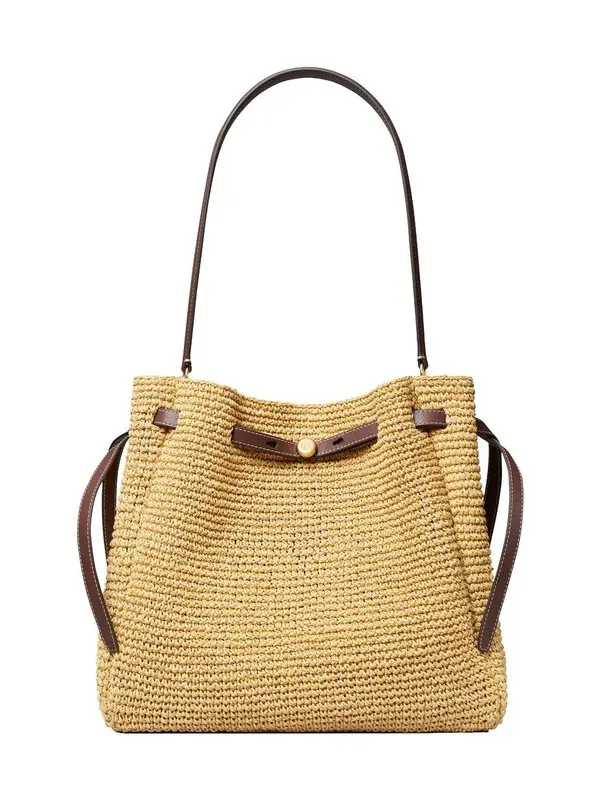 Tory Burch Large Romy Straw Bucket Bag - Natural