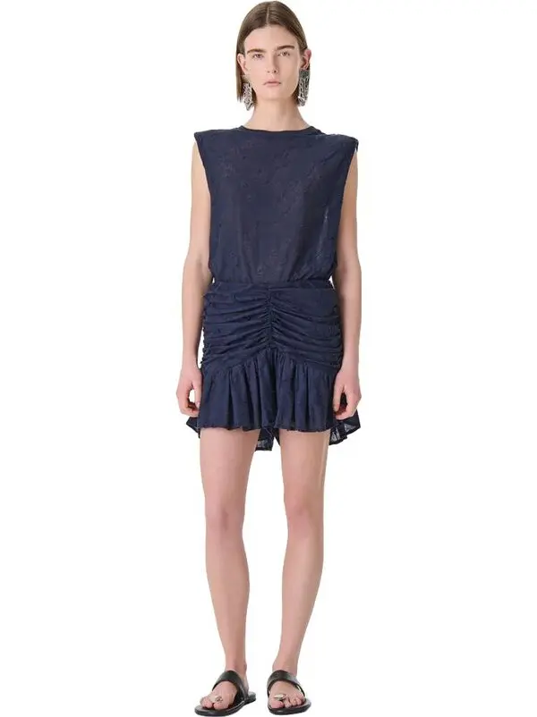 IRO PARIS Horphee Padded Shoulder Top - Anchor Blue