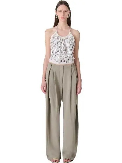 IRO PARIS Sonja Wide-leg Pleated Trousers - Olive Green