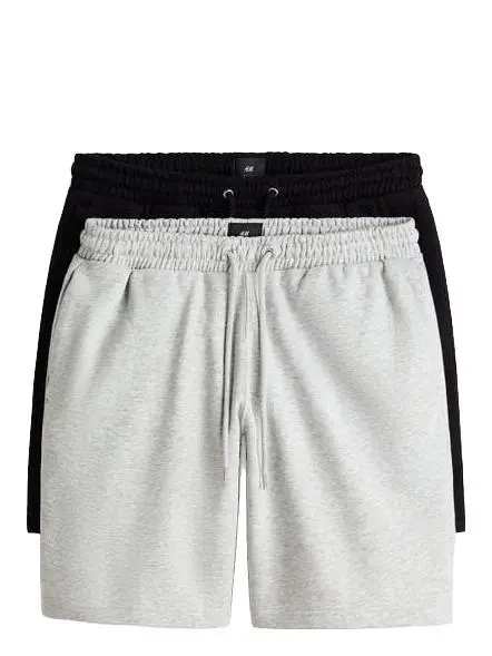 H&m 2-pack Regular Fit Sweatshorts - Black/light Gray Melange