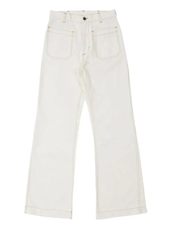 FORTELA High-waisted Cotton Twill Flared Trousers - Ecru