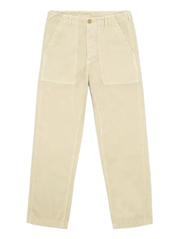 FORTELA Fatigue Herringbone Cotton Trousers - Ecru