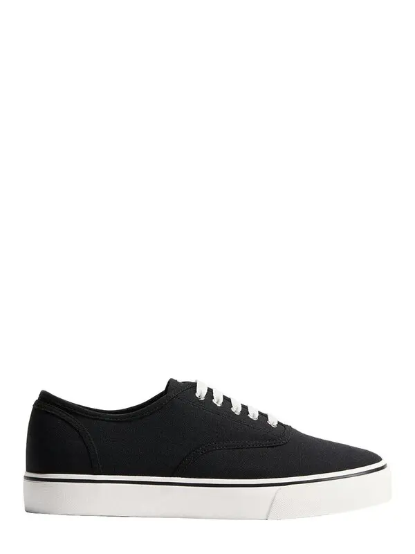 H&m Canvas Lace-up Trainers - Black