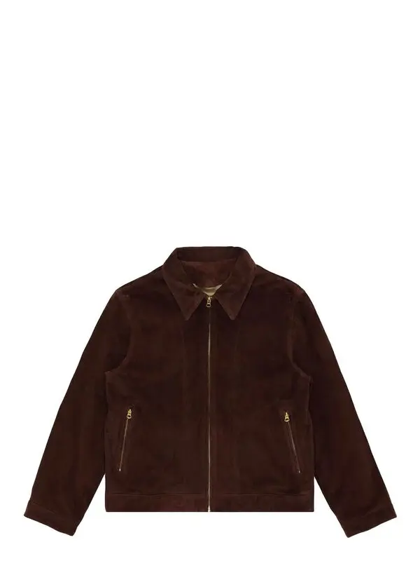 FORTELA Suede Leather Jacket - Dark Brown