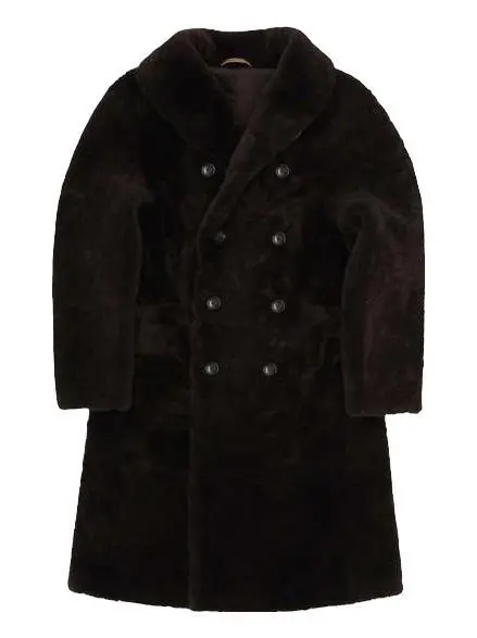 FORTELA Perce Shearling Double-breasted Coat - Brown