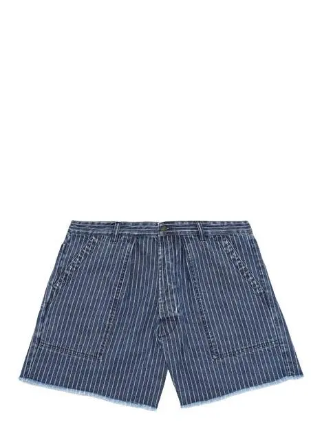 FORTELA Colonel Pinstripe Denim Shorts - Bleach Wash