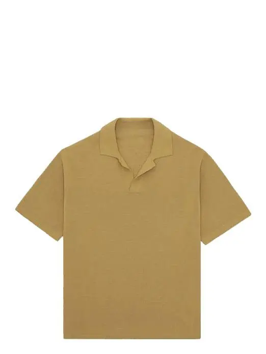 FORTELA Adrien V-neck Cotton Polo - Mustard