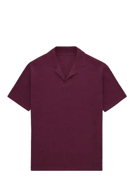 FORTELA Adrien V-neck Cotton Polo - Plum