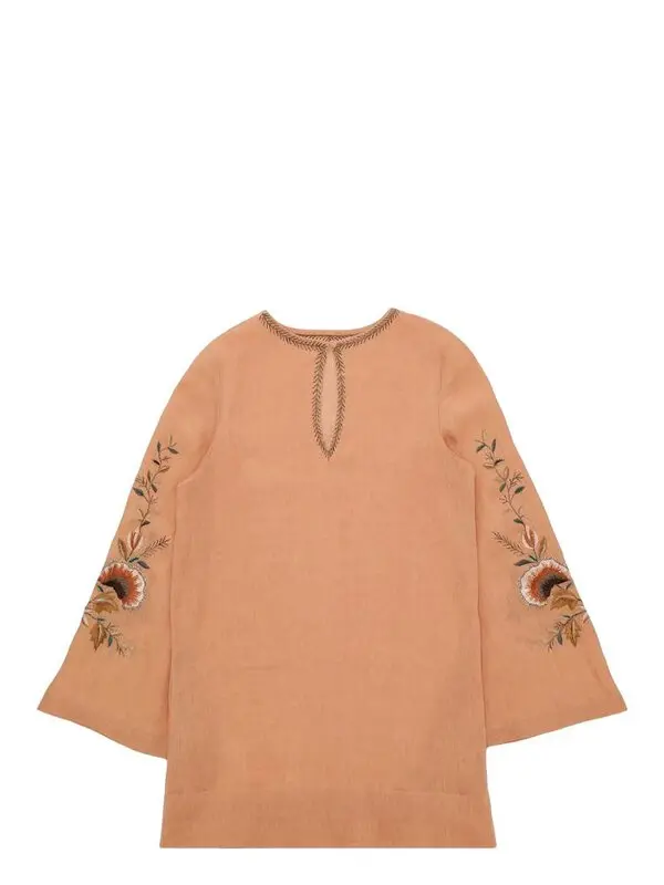 FORTELA Georgie Embroidered Linen Blouse - Light Orange