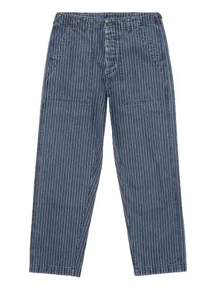 FORTELA Striped Denim Fatigue Trousers - Bleach Wash