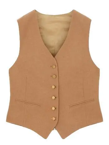 FORTELA Single-breasted Wool Blend Vest - Camel