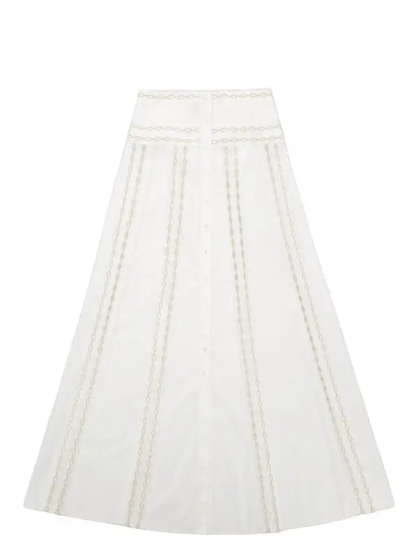FORTELA Alexane Embroidered Cotton Skirt - White