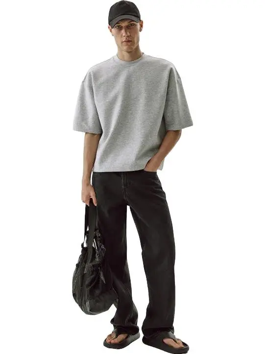 H&m Oversized Fit Scuba Knit T-shirt - Light Gray Melange