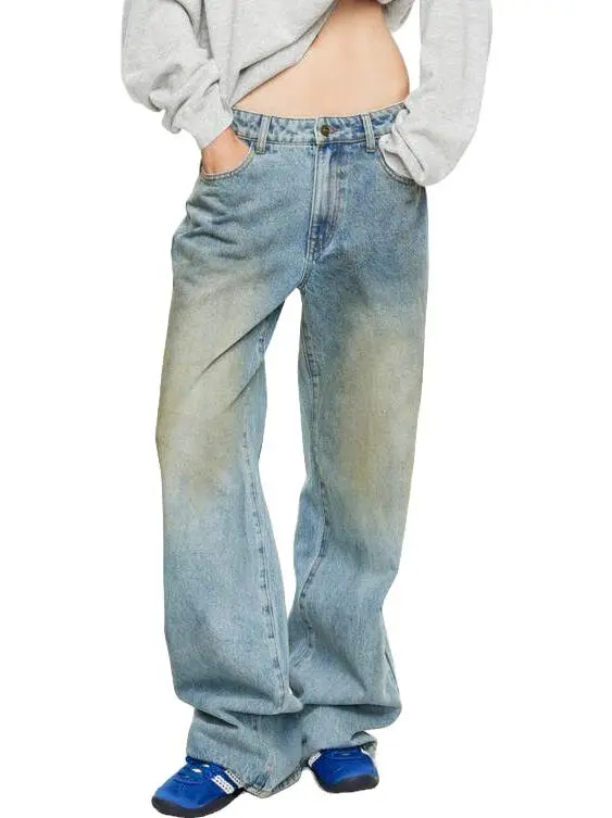 Lioness Top Model Low Rise Baggy Jeans - Stone Blue