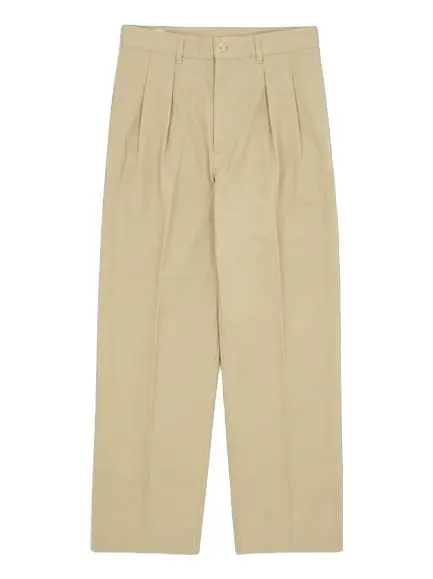 FORTELA Pleated Cotton Trousers - Camel
