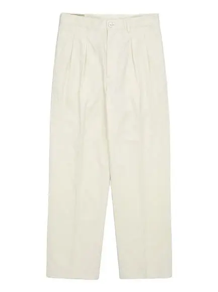 FORTELA Pleated Cotton Trousers - Ecru