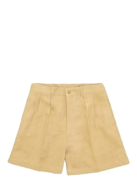 FORTELA Pleated Linen Bermuda Shorts - Camel