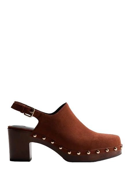 H&M Heeled Clogs With Stud Detailing - Brown