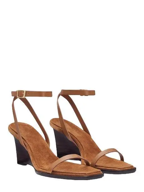 REFORMATION Lina Wedge Sandal - Rum Leather