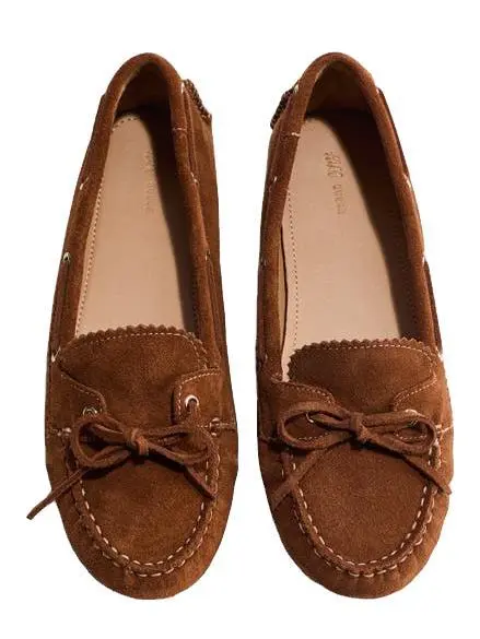 H&m Suede Deck Shoes With Gathered Detailing - Brown