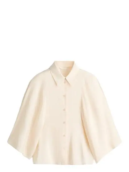 H&m Modal-blend Shirt With Wide Sleeves - Cream