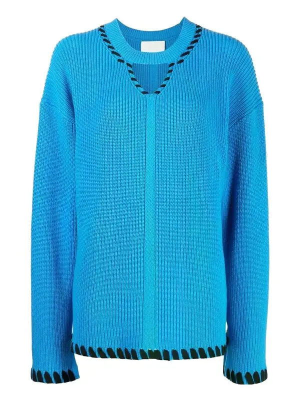 3.1 Phillip Lim Ribbed V-neck Jumper With Cut-out Detailing - Blue