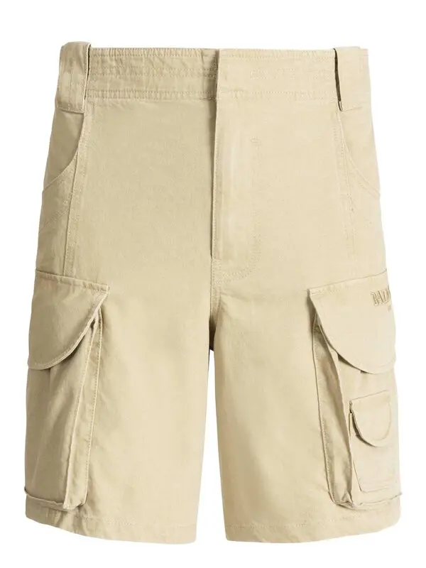Balmain Cotton Cargo Bermuda Shorts - Beige