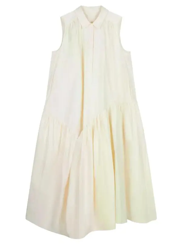 JNBY Sleeveless Asymmetrical Gathered Shirt Dress - Neutrals