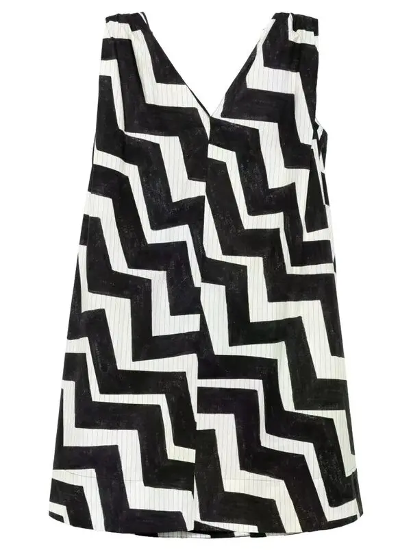 JNBY Chevron Print V-neck A-line Dress - Black