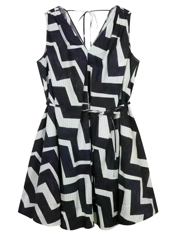 JNBY Chevron Print V-neck A-line Dress - Monochrome