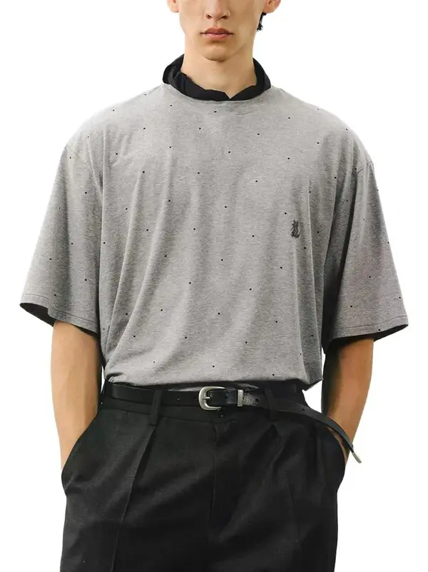 CROQUIS Polka-dot Embroidered T-shirt - Grey