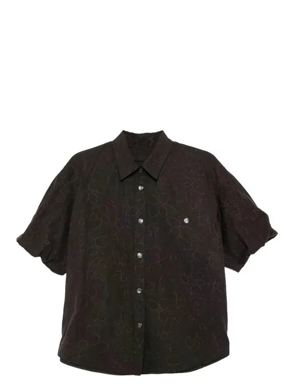 JNBY Floral Embroidered Puff-sleeve Blouse - Brown