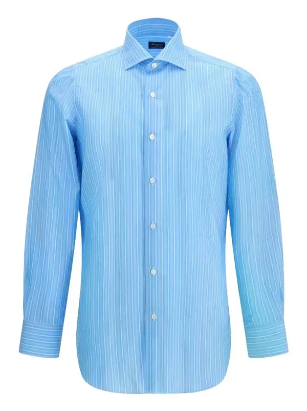 FINAMORE 1925 Striped Cotton Shirt - Blue