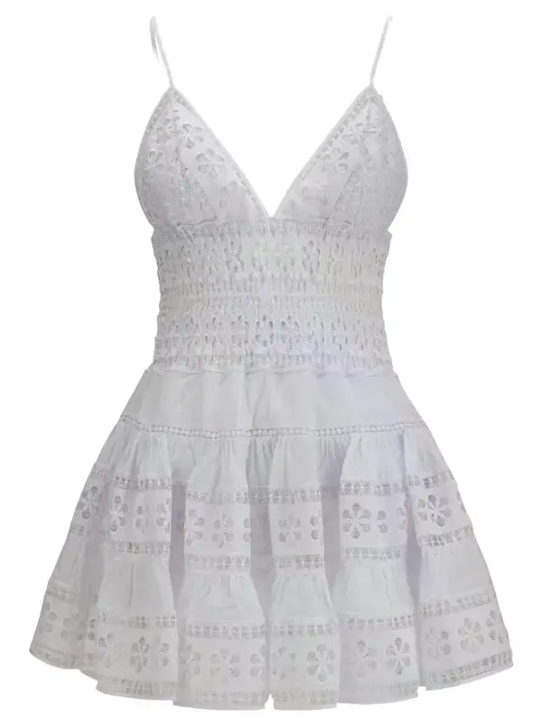 Charo Ruiz Ibiza Isca Floral-embroidered-lace Dress - White