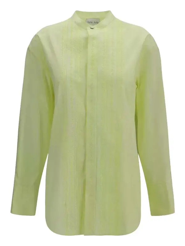FORTE_FORTE Les Fleurs" Embroidered Cotton Shirt - Green