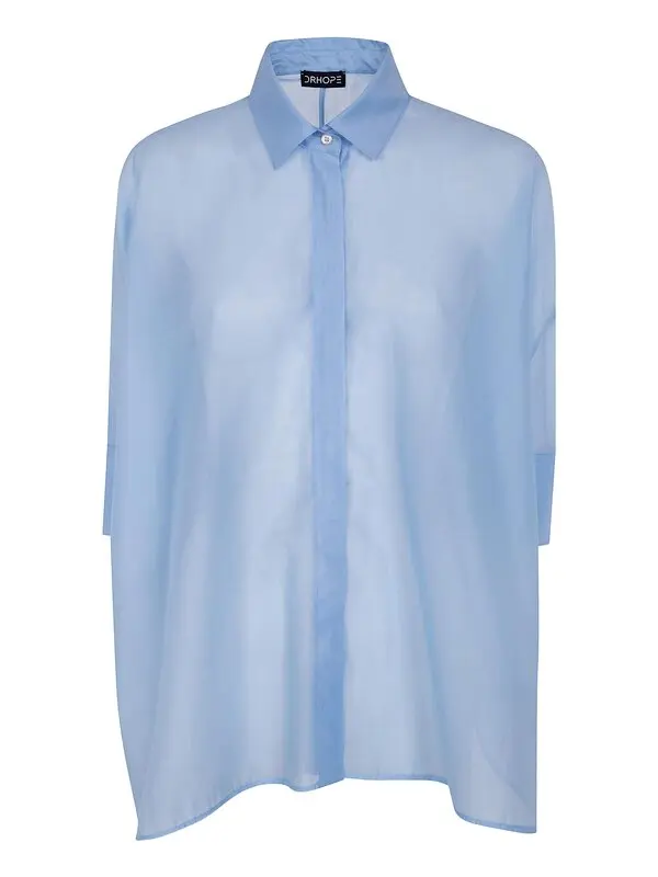 DRHOPE Oversized Lyocell Shirt - Blue