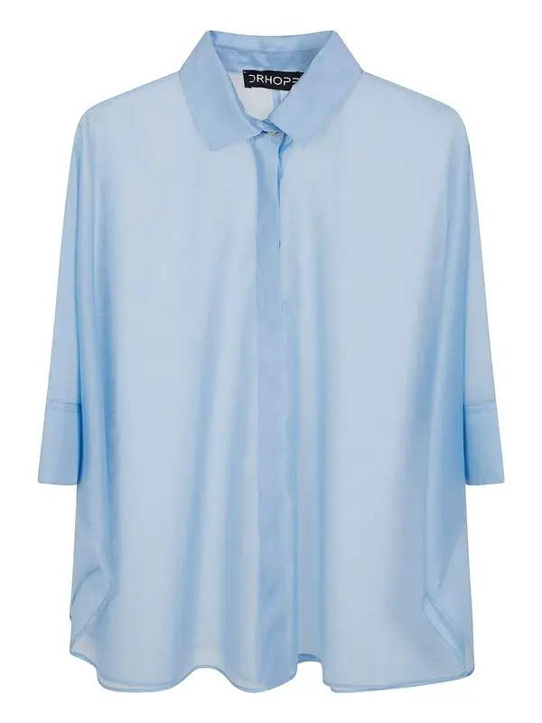 DRHOPE Oversized Lyocell Shirt - Blue