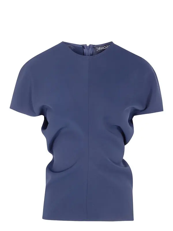 DRHOPE Bias Cut Crew Neck Top - Blue