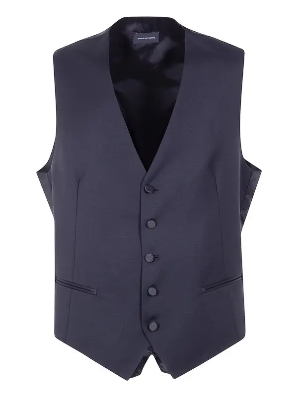 Tagliatore 100% Virgin Wool Vest - Black